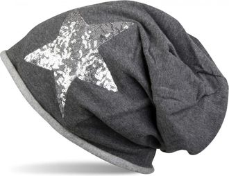 styleBREAKER M&uuml;tze Beanie mit Pailletten Stern & Rollrand