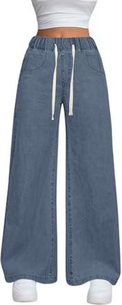 Generic Jeans Femme Larges Jean Stretch Slim &Agrave; Elastique Femme G&eacute;n&eacute;rique Mode Pantalon V&ecirc;tements Haute &Eacute;lastique Jeans Baggy Jambes Taille D&eacute;contract&eacute; Pantalo