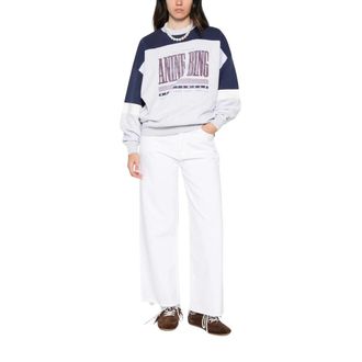 Anine Bing V-Ausschnitt Logo Sweatshirt - - Sweatshirts & Hoodies - Damen - Grau - XS