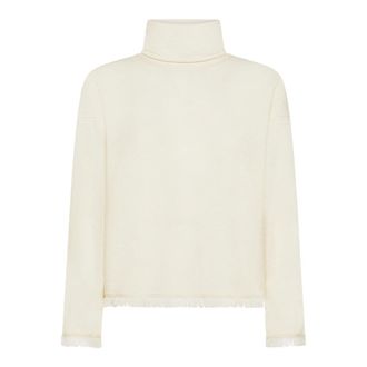 Sun 68 Turtleneck Pullover mit Fransen - - Knitwear - Damen - Wei&szlig; - XL