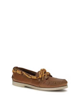 Golden Goose Womens Boat Loafers Cruise Tan Calf Leather