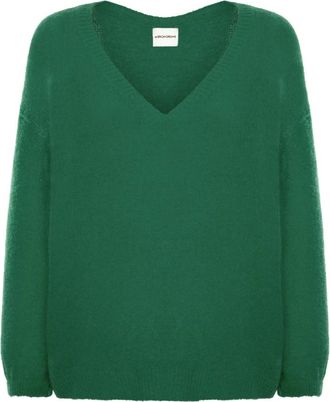 Americandreams Americandreams, Femme, Pulls, Vert, Taille: 42 FR Silja V Neck Knit