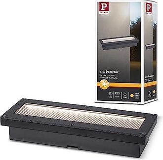 Paulmann 94576 LED Solar Bodeneinbauleuchte Domenic IP67 eckig incl. 1x0,1 W Warmweiß Schwarz kabellos Kunststoff wiederaufladbar 3000 K