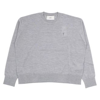 Ami Homme, Pulls, Gris, Taille: XL Hks834Kn0066050 Pull Ras du Cou