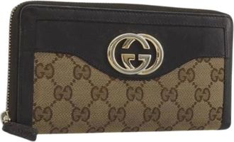 Gucci Portefeuille long vintage GG Canvas pr&eacute;-poss&eacute;d&eacute; - Femme - Pre-owned - Beige - Taille: ONE Size