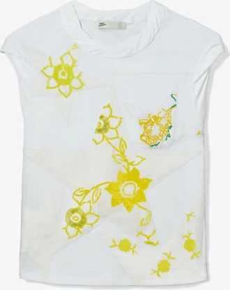 Tory Burch Damen Star Patchwork Twisted Knit Jersey Top