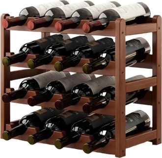 Generic Weinregal Holz, Weinflaschenhalter, Mehrschichtiges Design, Robust und Langlebig, Einfach zu Montieren, Geeignet für Esszimmer, Küche, Wohnzimmer(Larg