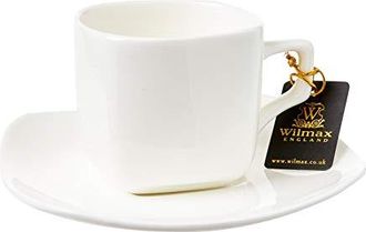 Wilmax England Wilmax WL-993003/2C Porzellan Teetassen- und Untertassen-Set, Weiss, 200mL Kapazität, 2 Stück
