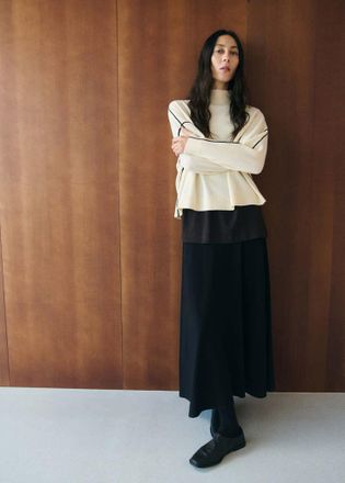 Mango Pullover mit Stehkragen und kontrastierenden Streifen ecru - Damen - XS - MANGO