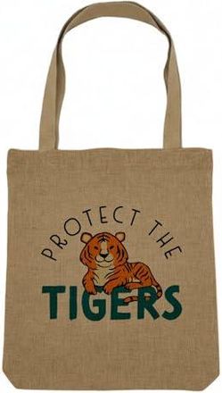 Fabulous Sac Shopping Tote Bag Aspect Lin - Protect the Tigers Animaux Tigres Nature - Sac de Courses Toile Epaisse 360g Beige Naturel Cabas Port&eacute; Epaule Solid