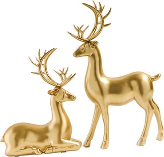 Garneck 2stücke Weihnachtsdeko Elchfiguren Aus Harz Stilvolle Tischornamente Für Festliche Anlässe Weihnachtsdekoration Für Zuhause Und Büros