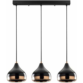 Toilinux Toilinux - Lustre Moderne Noir et Cuivre, 67x17 cm, Hauteur 111 cm, Pour Salon de Luxe ou Hall dEntr&eacute;e