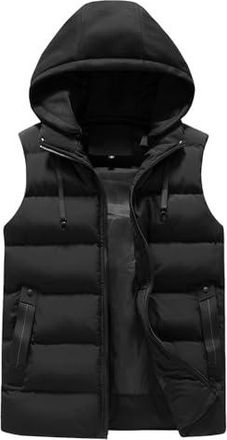 Generic Gilet matelass&eacute; amovible &agrave; capuche pour homme, sans manches, imperm&eacute;able, pour lhiver, noir, taille XL