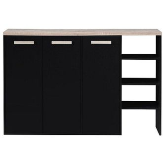 Vente-Unique Meuble &agrave; chaussures 3 portes et 3 niches - Noir et Naturel clair - SKAIDO