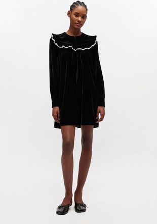 Ganni Robe en velours noire - Taille 32 Noir - Pour Femme