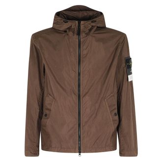 Stone Island Homme, Vestes, Brun, Taille: L Crinkle Reps NY Hooded Jacket