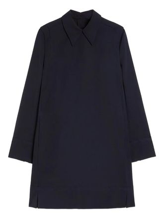 Jil Sander Gabardine-Minikleid mit spitzem Kragen - Blau