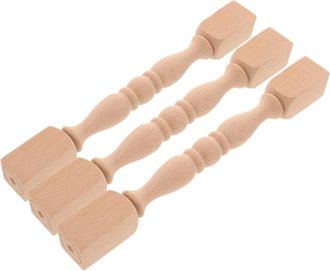 Luxshiny 3 St&uuml;ck Unfertige Holz Zierelemente Hartholz Endst&uuml;cke f&uuml;r Gardinenstangen und Treppenaufs&auml;tze Khaki Barrenf&ouml;rmige Pfeiler Selbstgemacht Projekte