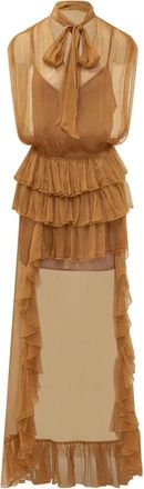 Actualee Femme, Robes, Brun, Taille: 38 FR Robe Longue Sans Manches avec Col Montant et