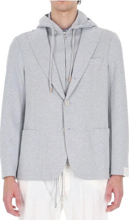 Eleventy Homme, Vestes, Gris, Taille: XL Giacca in jersey di cotone a taglio vivo