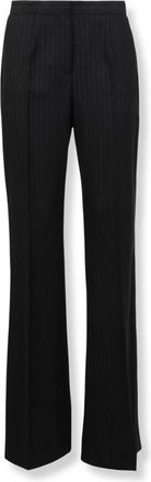 Kiton Femme, Pantalons, Noir, Taille: 42 FR Pantalon large en laine vierge &agrave; rayures