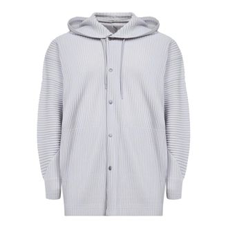 Issey Miyake Homme, Sweatshirts et sweats &agrave; capuche, Gris, Taille: M Jc021-71 Pleated Sweat &agrave; capuche