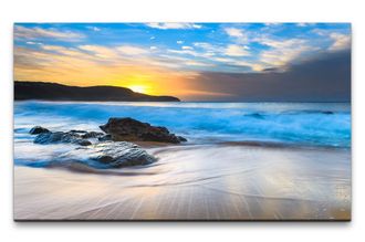 Paul Sinus Art Bilder XXL Sonnenuntergang Meer 120x70cm Wandbild auf Leinwand