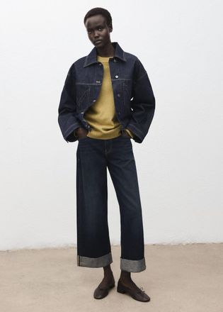 Mango Oversize-Jersey mit geripptem Saum gr&uuml;n - Damen - M - MANGO