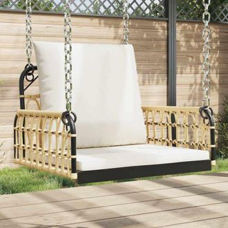 vidaXL Balancelle avec coussins 63x58x39 cm r&eacute;sine tress&eacute;e acier - Vidaxl