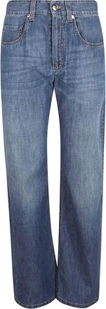 Brunello Cucinelli Femme, Jeans, Bleu, Taille: 38 FR Mh192P5565.C9393 Pantalon Ample Contemporain