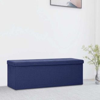 vidaXL Faltbare Sitzbank mit Stauraum Blau Leinenoptik Vidaxl