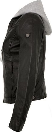 Mauritius Lederjacke MWAleyna Mauritius - Damen Lederjacke Lammnappa Kapuze schwarz