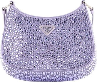 Prada Cleo Shoulder Bag Crystal Embellished Satin Small crossbody bag - Violett