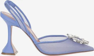 Amina Muaddi Womens Slingbacks Begum Light Blue Shoe