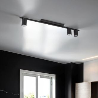 Licht-Erlebnisse Deckenleuchte Strahler aus Metall in schwarz 3-flammig beweglich GU10 B:80cm schwenkbar Flur Küche Wohnzimmer skandinavisch Deckenlampe Spot