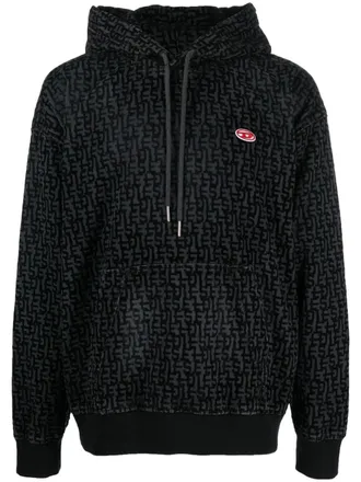 Diesel hoodie en jean &agrave; logo imprim&eacute; - Gris