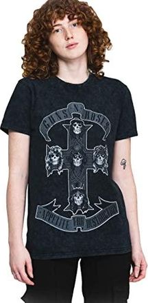 Guns n' Roses Rockoff Trade Guns N Roses T Shirt Monochrome Cross Nouveau Officiel Dip Dye on Noir Unisex Size L