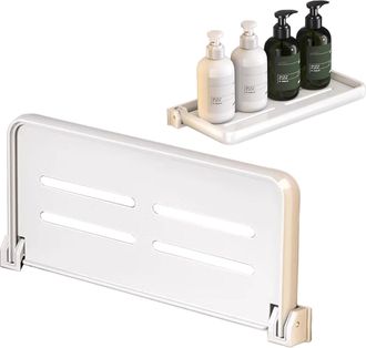 Generic Faltbares Rack für Wohnmobil, Badezimmer-Wand-Organizer, Duschregal-Organizer, schwebender Aufbewahrungshalter aus Aluminium, selbstklebende Wandregal