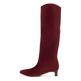 Cesare Gaspari Eleganter Wildleder Kniehoher Stiefel - Bordeaux - - Shoes - Damen - Rot - 38 EU