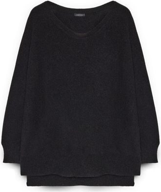 Fiorella Rubino Femme, Pulls, Noir, Taille: 40/42 FR Pull Ras du Cou en M&eacute;lange de Viscose