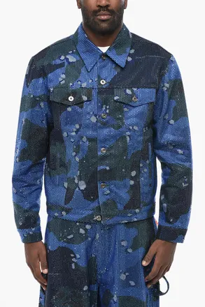 Off-white EVENING Jeansjacke mit Camouflage-Muster und Allover-Kristallen Off-White