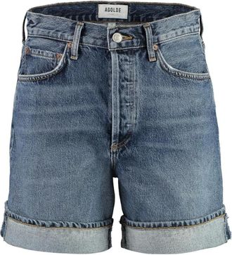 A Gold E Femme, Shorts, Bleu, Taille: W24 Riley High Rise Straight Leg Denim Shorts