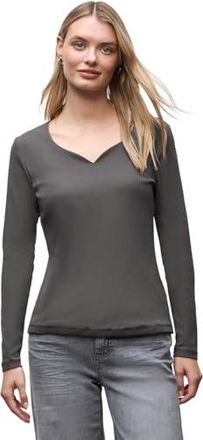 Street One 3228039 T-Shirt avec décolleté en Forme de coeur, Gris/Plomb, 40 Femme