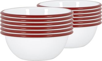 Argon Tableware Weiße Emailleschalen - 16cm - Rot - Pack Von 12