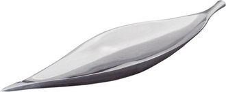 Licht-Erlebnisse Dekoschale Silber 40 cm länglich klein aus Metall Handarbeit Blatt Design Deko Schale für Schlüssel schmuck Obstschale