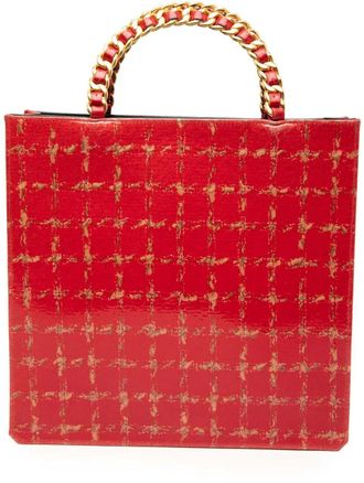 Chanel Shopper - Chocolate Bar Patent Tweed Print Tote - Gr. unisize - in Rot - f&uuml;r Damen