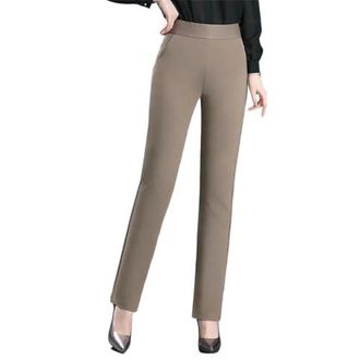 Generic Pantalon de travail décontracté taille haute pour femme, kaki, 5XL