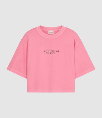 Closed T-Shirt Cropped Boxy Peony Pink