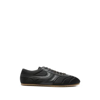 Dries Van Noten Homme, Chaussures, Noir, Taille: 43 EU Baskets en satin avec finitions en cuir