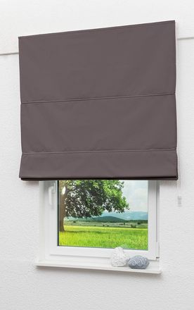 Lysel Outlet Raffrollo braungrau, abdunkelnd mit Kettenzug, Maße: (Bx H) 140cm * 180cm
